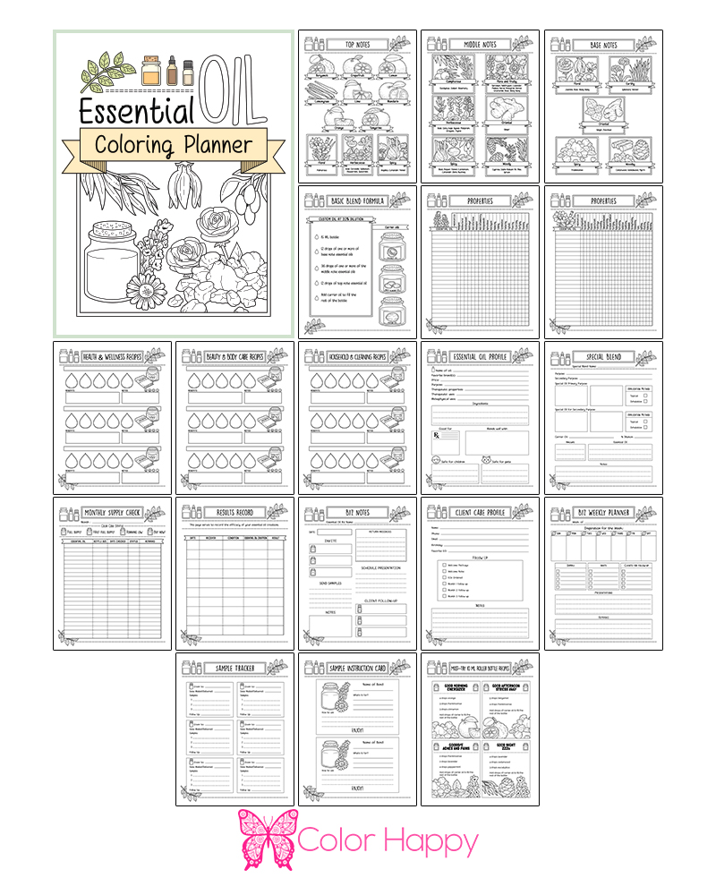 Essential Oil Planner Coloring Pages